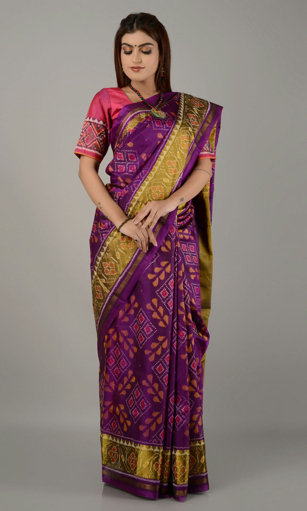 Rajkoti Patola Saree Chanda Flower – My Store